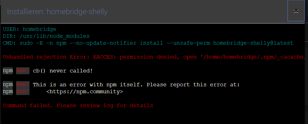 Installing Plugins won't work · Issue #247 · homebridge/homebridge-config-ui-x · GitHub