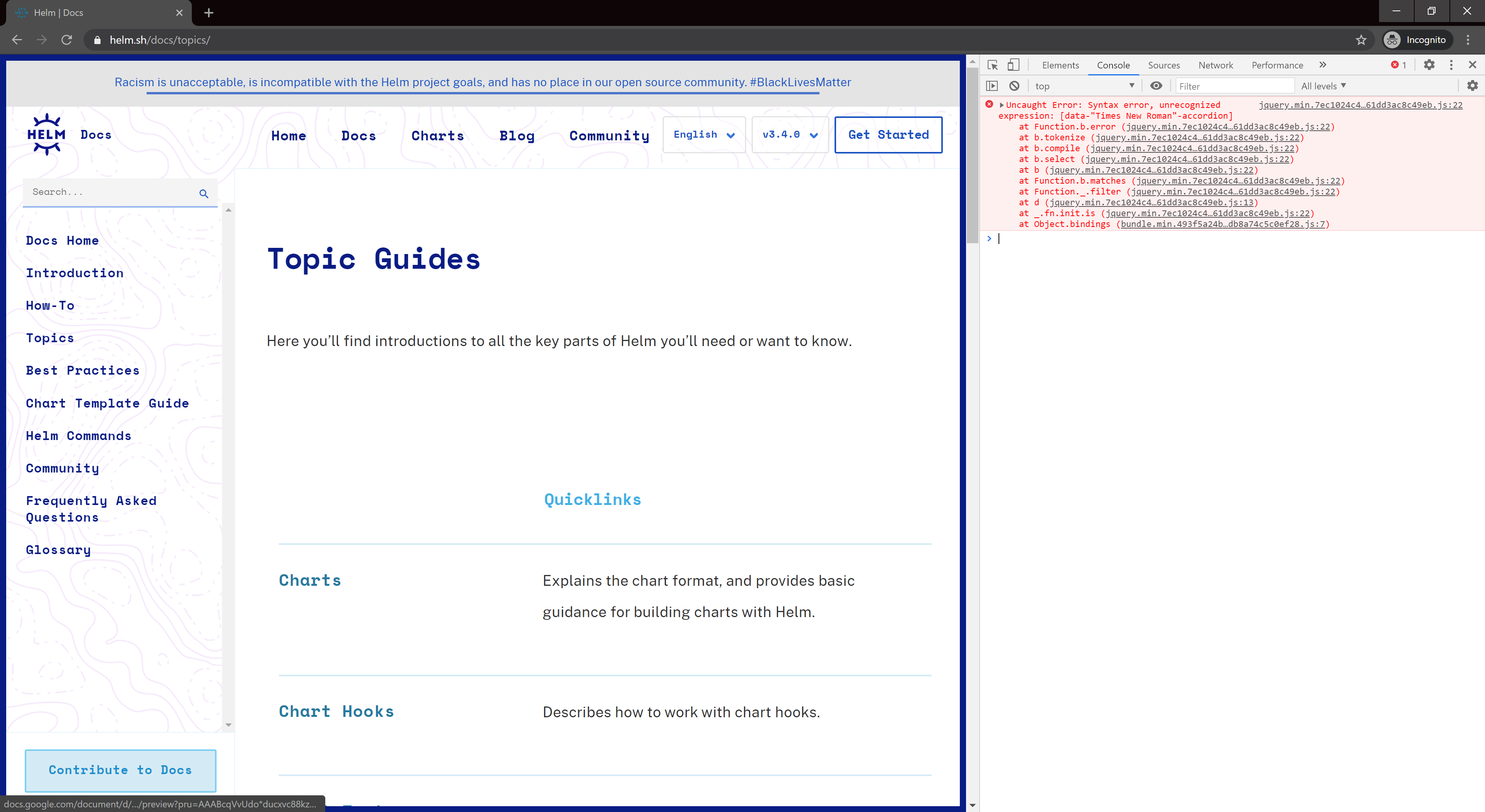 Docs Console Error Showing Up In Chrome · Issue 914 · Helmhelm