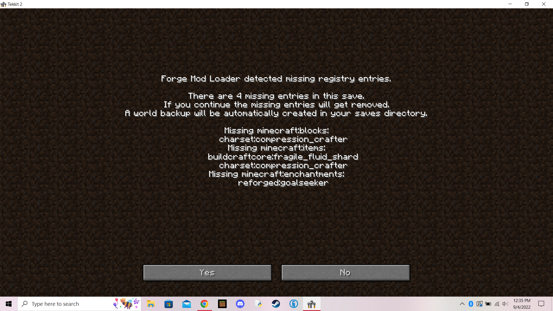 Forge Mod Loader detected missing registry entries · Issue #52 · xJon ...
