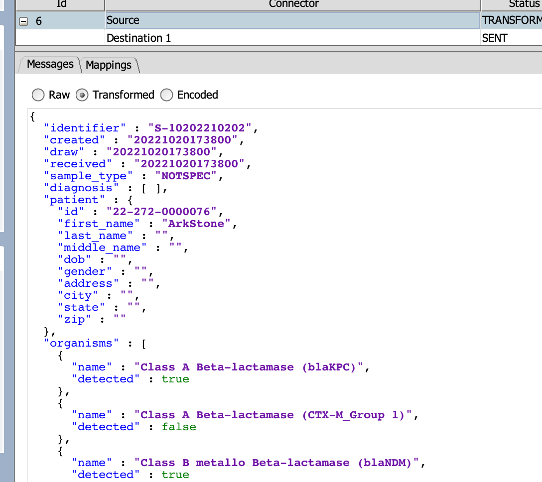 Problem with Resistance code showing up in JSON over Organisms · nextgenhealthcare connect ...