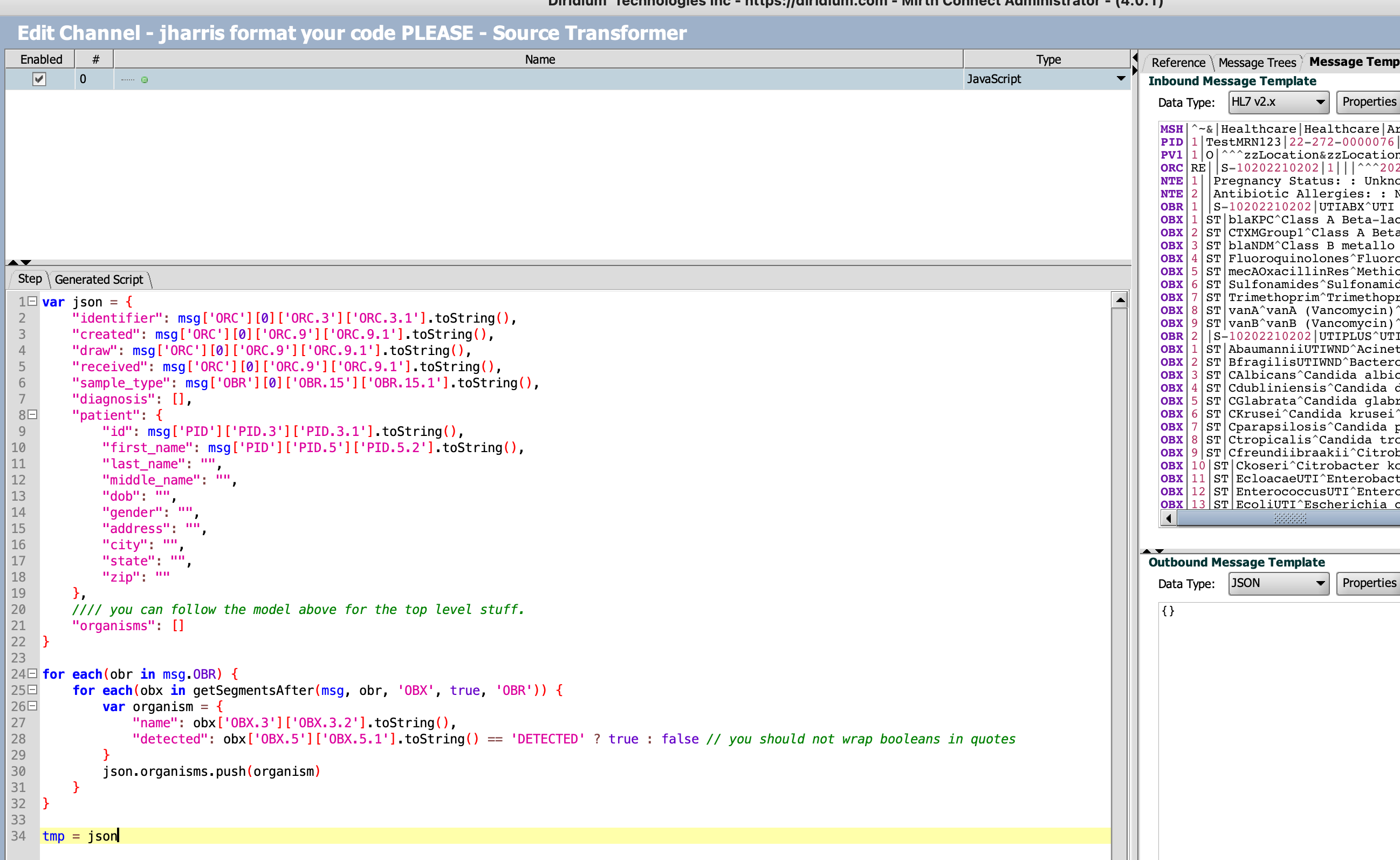 Problem with Resistance code showing up in JSON over Organisms · nextgenhealthcare connect ...