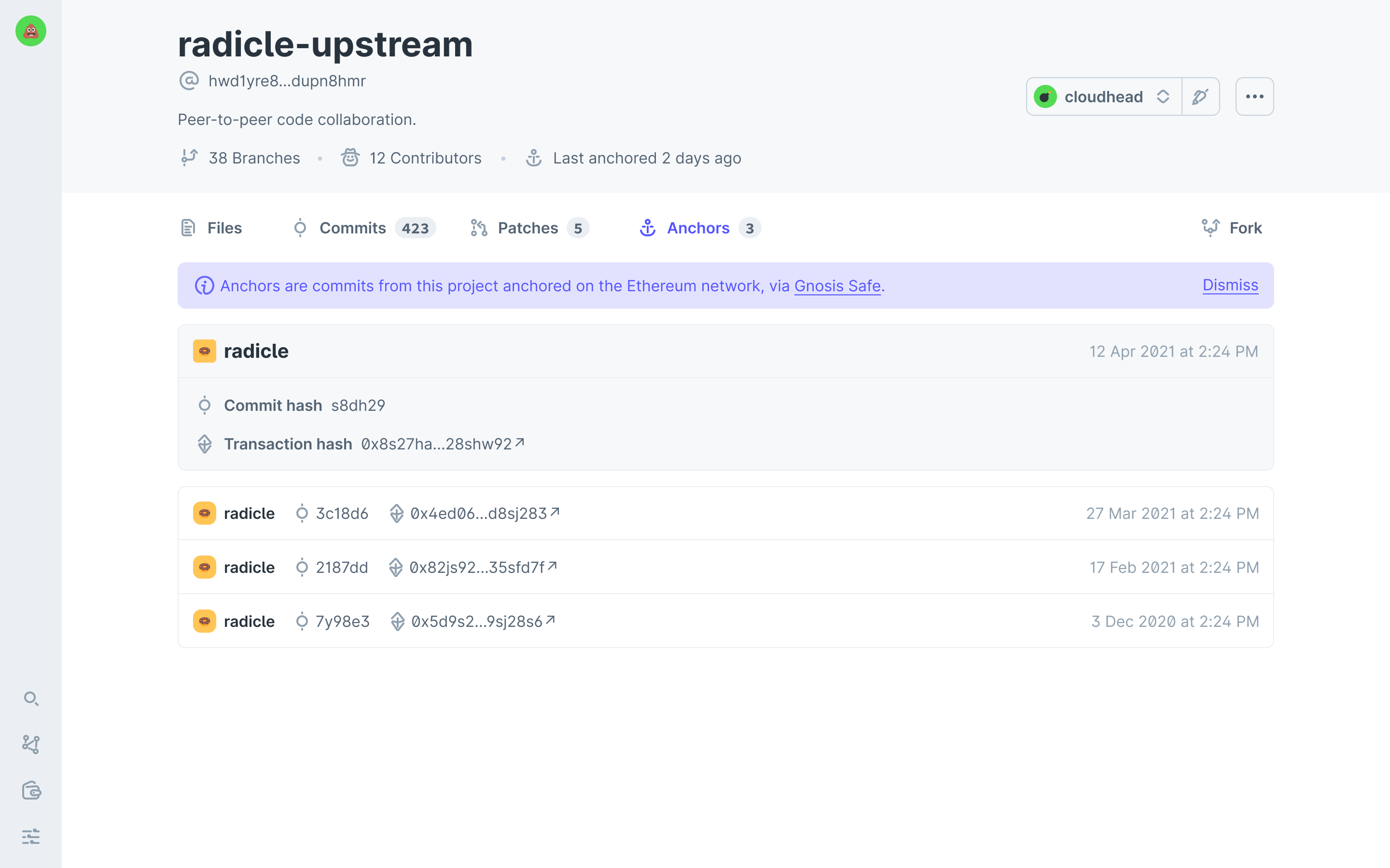 Show anchored state of the project · Issue #1976 · radicle-dev/radicle-upstream · GitHub