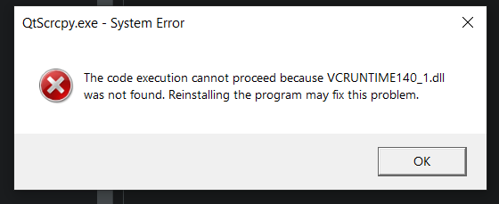 System Error on windows 10 · Issue #1617 · Genymobile/scrcpy · GitHub