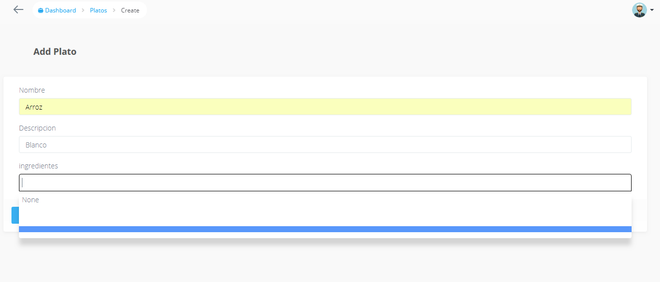 It is not possible to display the data of the related tables, when adding new data in create ...