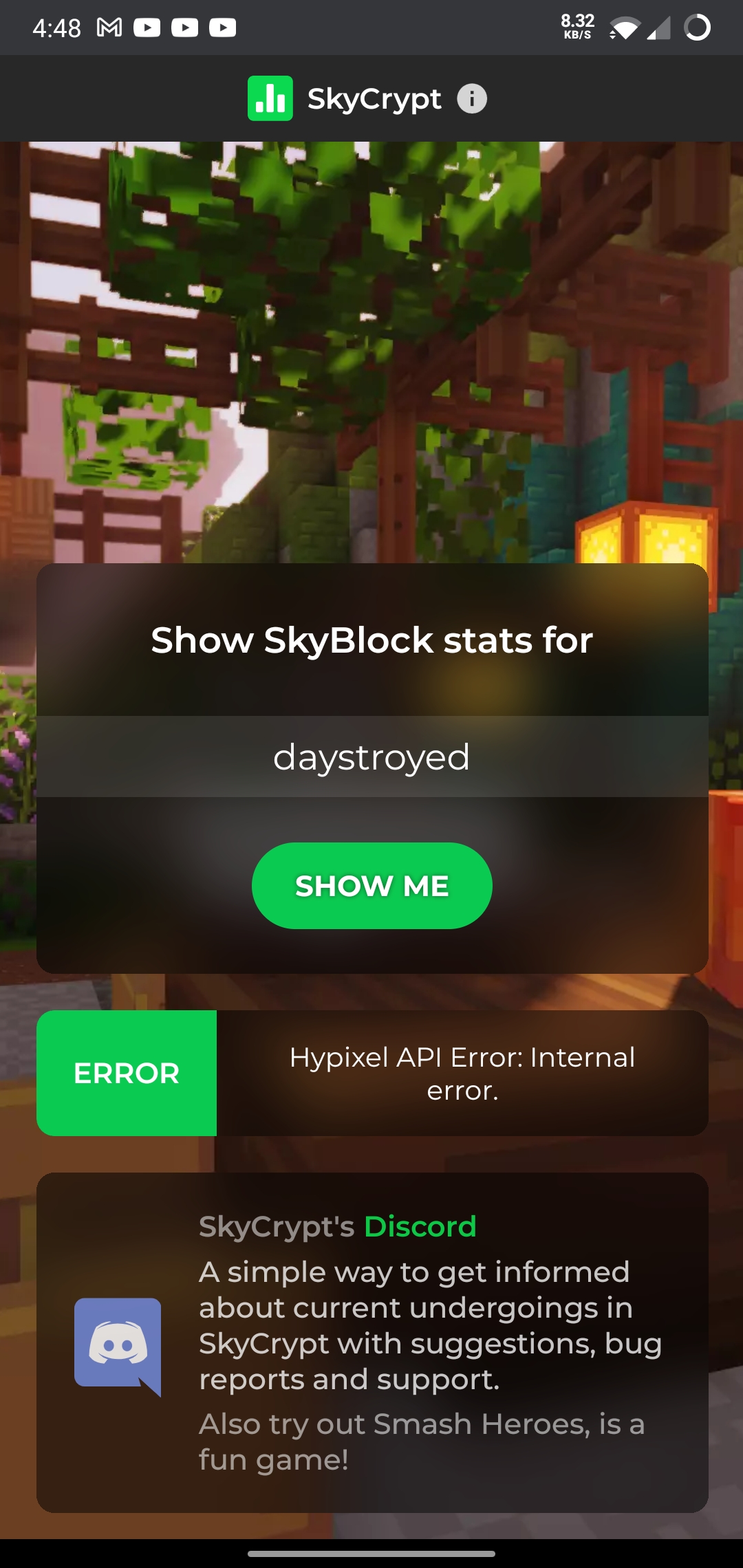 Internal error when loading some profiles · Issue #615 · SkyCryptWebsite/SkyCrypt · GitHub