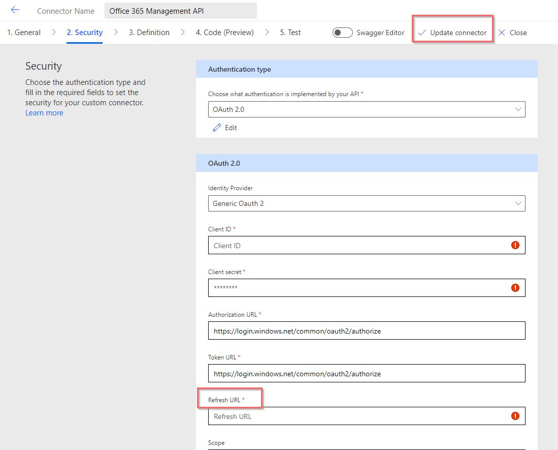 [CoE Starter Kit - BUG] Audit Log Connector (Office 365 Management API) - lost upon upgrade and ...