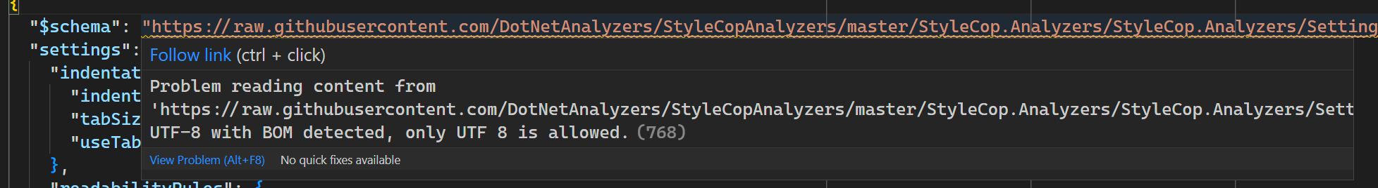Stylecop Schema Json Should Probably Not Have A Bom · Issue 3574 · Dotnetanalyzers