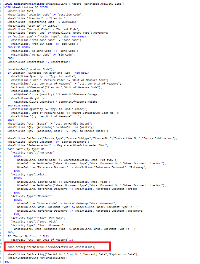 [Event Request] Codeunit 7307 Whse.-Activity-Register - OnBeforeRegisterWhseJnlLine · Issue #52 ...