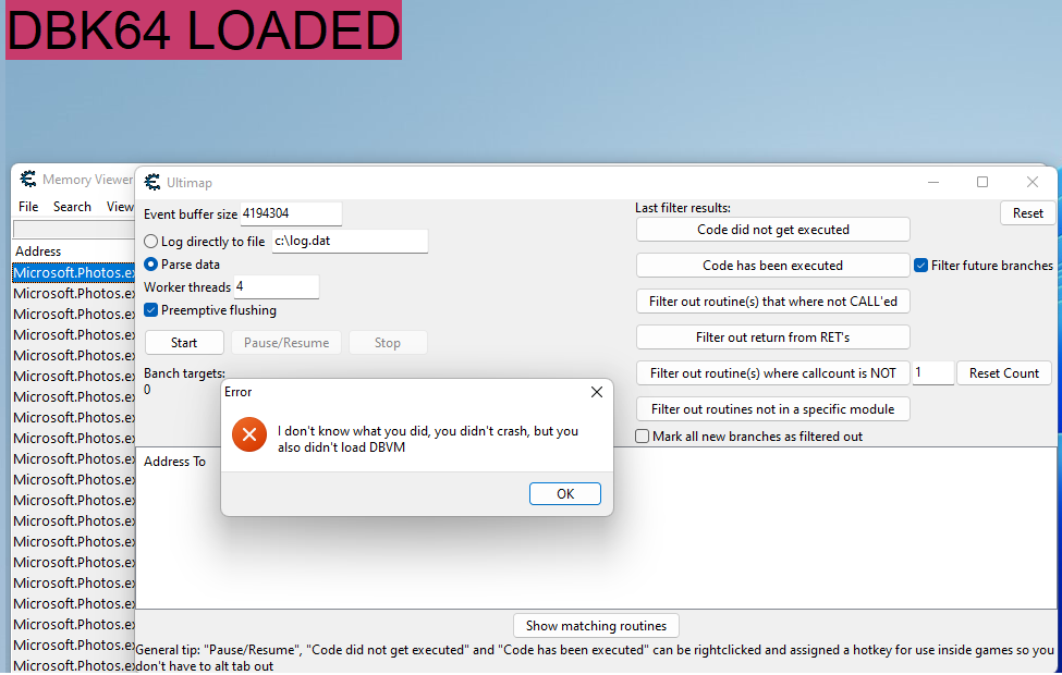 DBK error, can not start Ultimap, please help me · Issue #2301 · cheat-engine/cheat-engine · GitHub