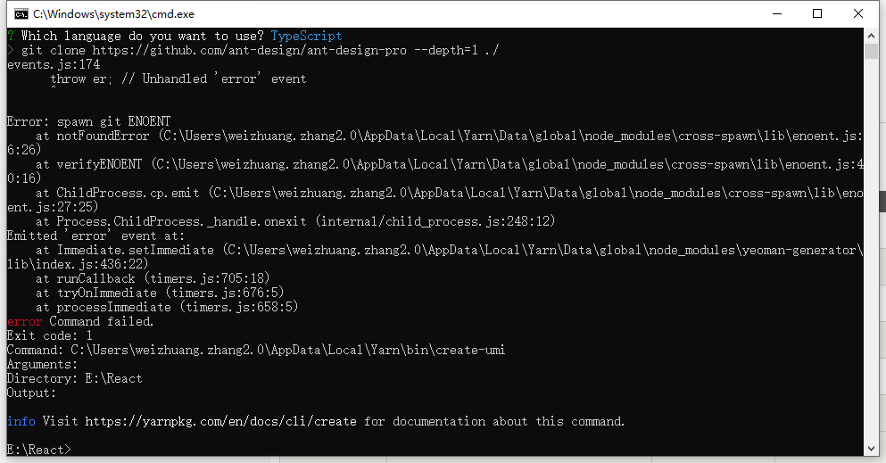 无法通过脚手架 create umi 创建项目 · Issue #2658 · umijs/umi · GitHub