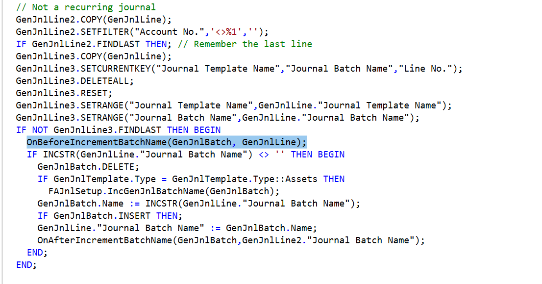 Event Request Onbeforeincrementbatchname In Codeunit 13 Gen Jnl Post Batch · Issue 798