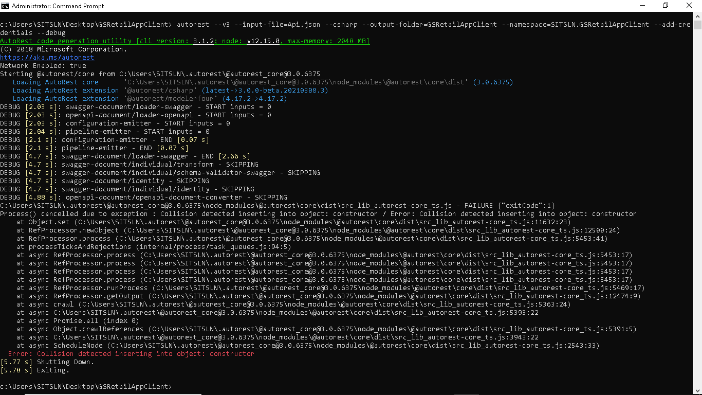 Error Collision Detected Inserting Into Object Constructor · Issue