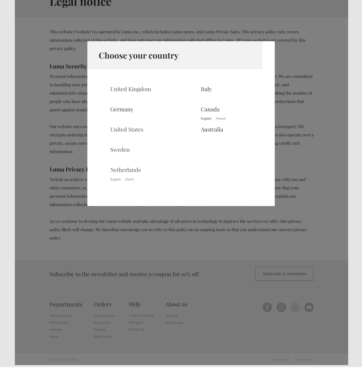 Design Select country and language pop-up · Issue #881 · vuestorefront ...
