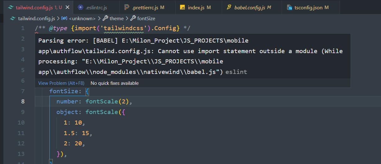 Not Able To Import Anything In Nfigjs File Getting Babel Parser Error · Issue 463 