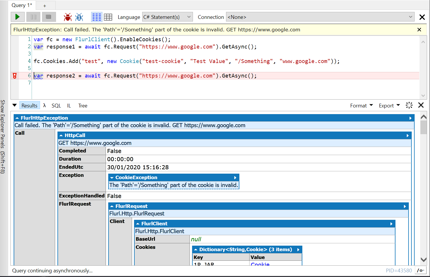 Error when using cookies with Path · Issue #496 · tmenier/Flurl · GitHub