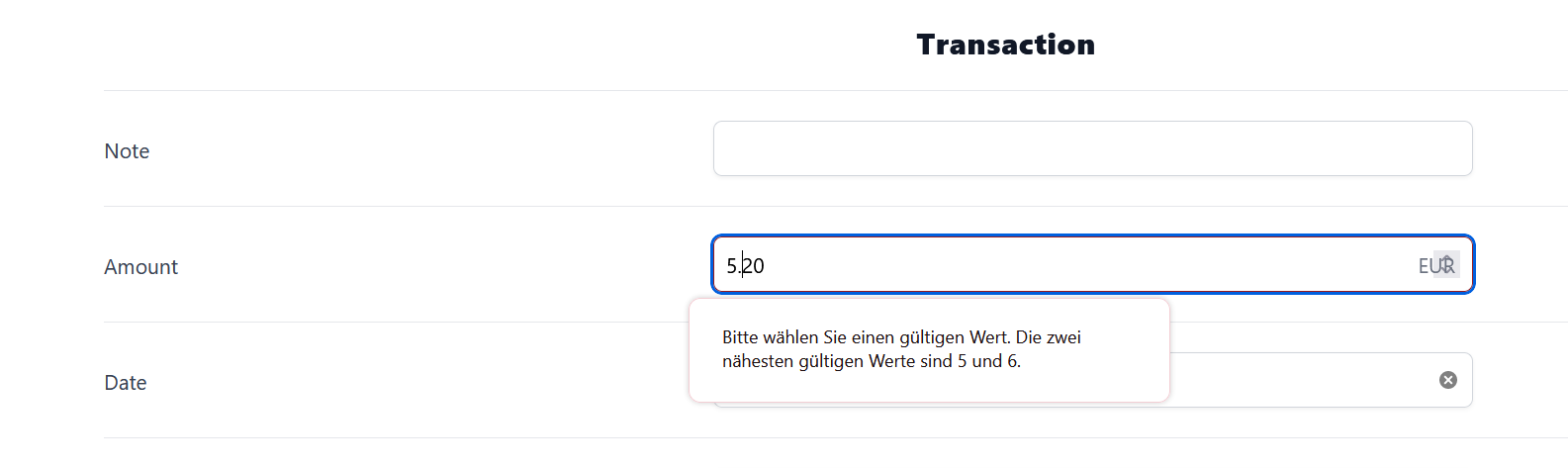 Integer amount expected on Repeat transaction · Issue #438 · envelope-zero/frontend · GitHub