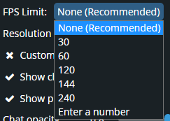 Feature request : more and modifiable FPS limits · Issue #1863 · haxball/haxball-issues · GitHub