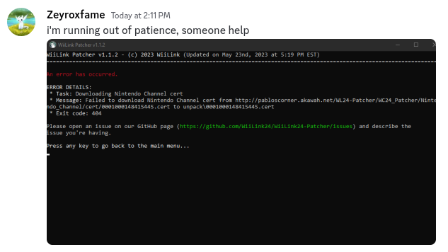 The temporary file host is dead · Issue #69 · WiiLink24/WiiLink24-Patcher · GitHub