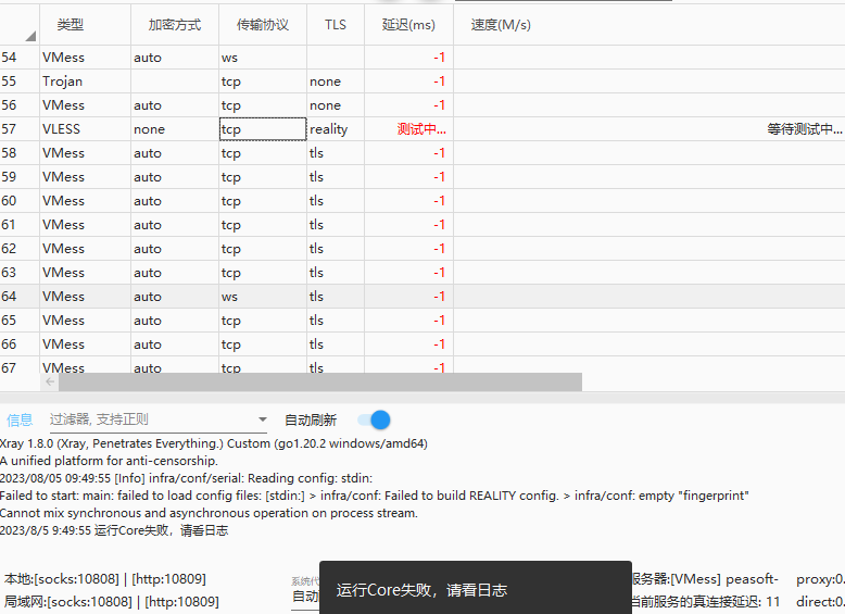 [bug] Tls为reality属性的，单个运行测试真连接、测试速度，报“运行core失败”错误 · Issue 4156 · 2dust V2rayn · Github