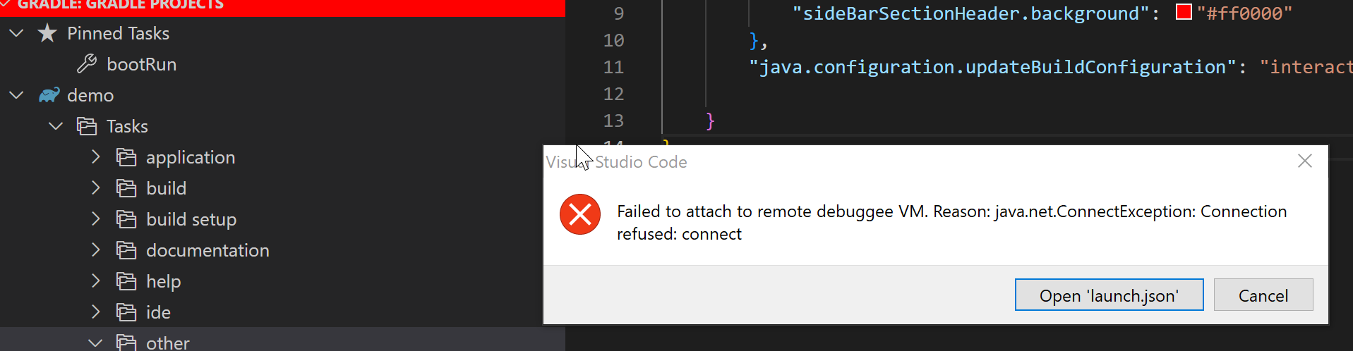 Intermitten error "Failed to attach to remote debugee.." · Issue #1258 · microsoft/vscode-gradle ...