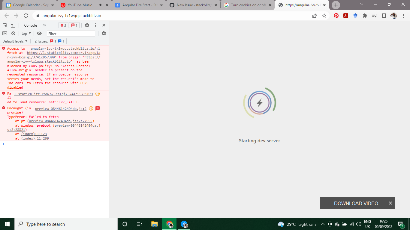 Stackblitz Ide Is Stuck On Starting Dev Server With Cors Error · Issue 2039 · Stackblitz Core