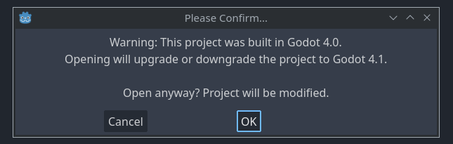 Version upgrade/downgrade confirmation dialog buttons misaligned · Issue #79096 · godotengine ...