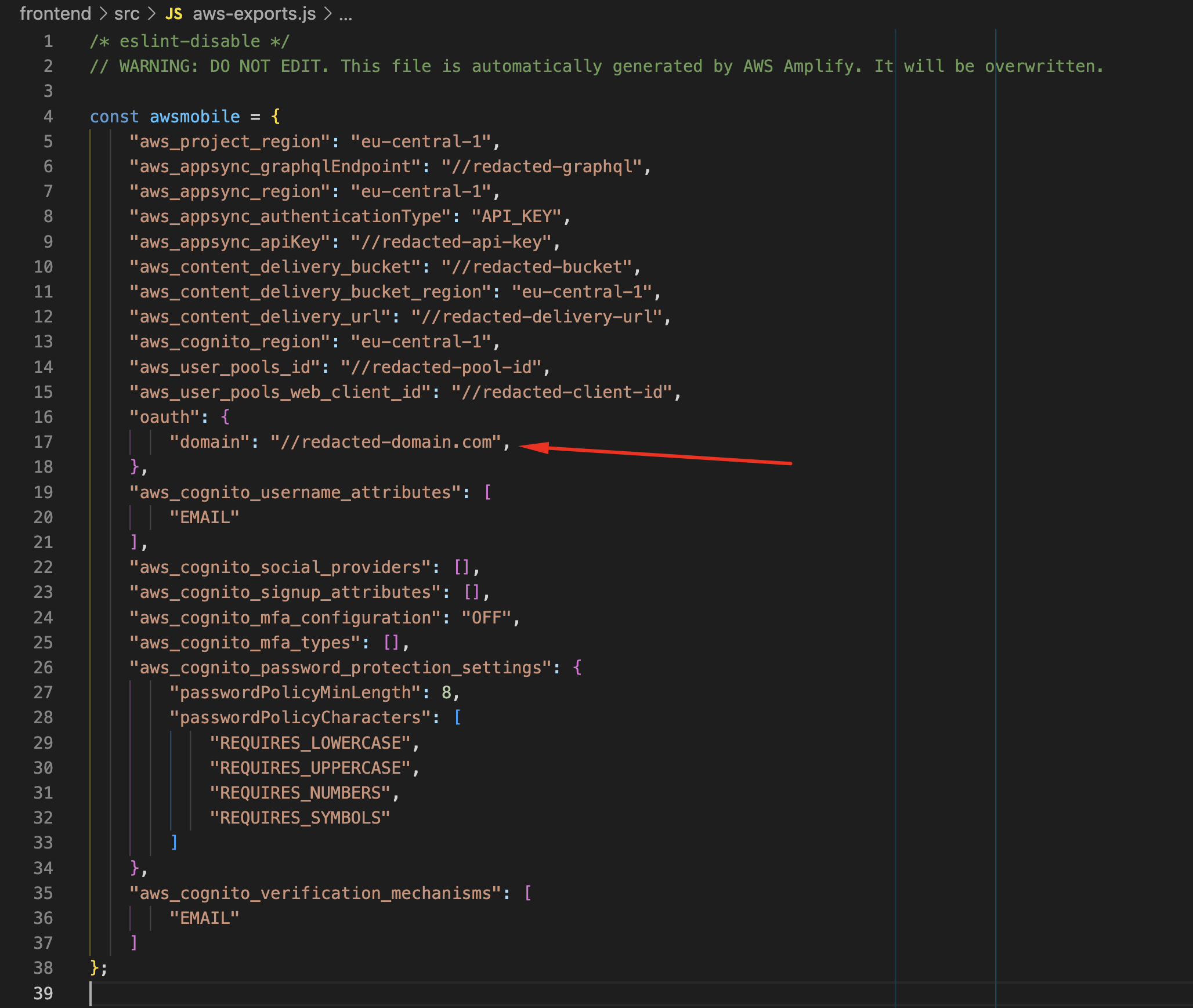 Amplify Import Auth Imported Cognito User Pool Aws Exports Js Missing Oauth Values · Issue