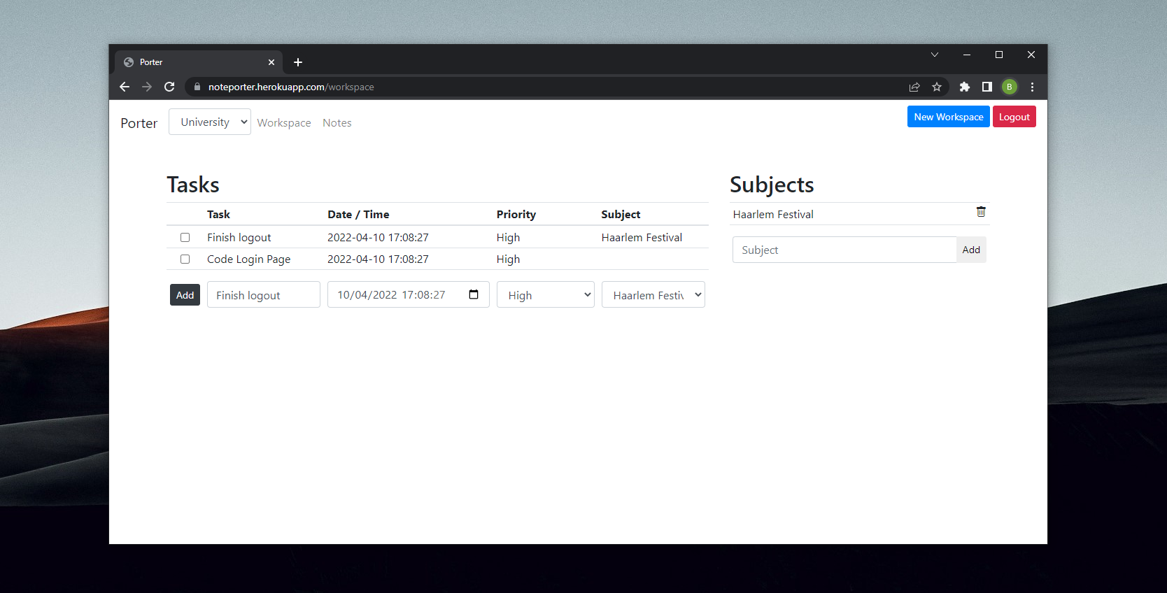 Github Brumarq Porter A Platform To Keep Track Of Your Notes And