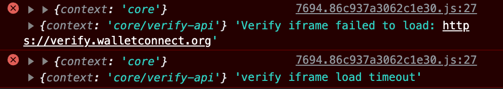 Verify iframe failed to load · Issue #3500 · WalletConnect/walletconnect-monorepo · GitHub