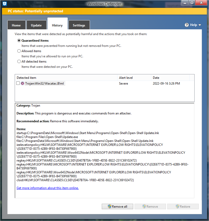 Windows Defender False Positive · Issue 1145 · Open Shellopen Shell Menu · Github