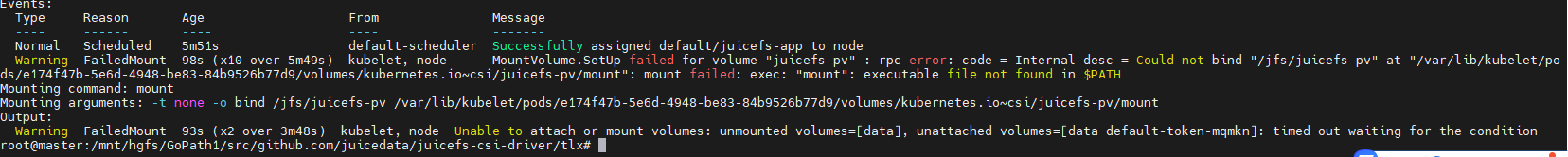Pod error during static configuration of PV · Issue #632 · juicedata/juicefs-csi-driver · GitHub