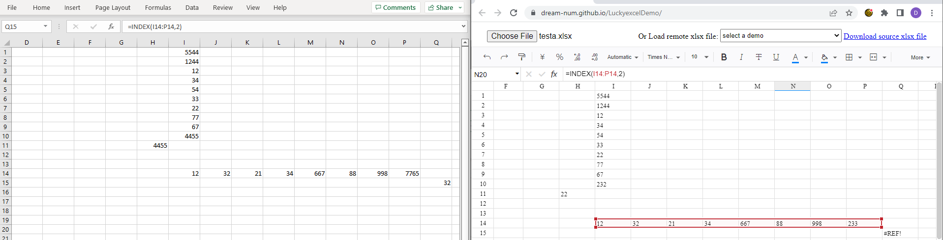 [BUG]INDEX function doesn't work with horizontal range · Issue #1175 · dream-num/Luckysheet · GitHub