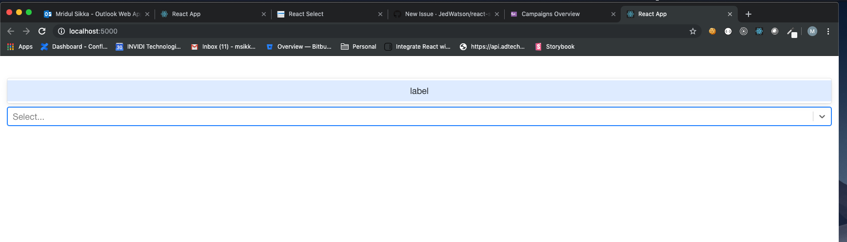 React Select UI is distorted in the production webpack build when imported from a shared ...