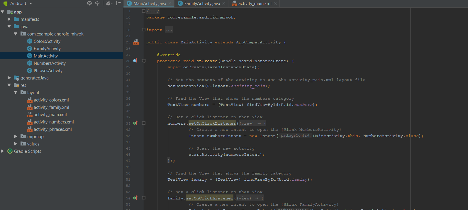 completed project (?) · Issue #128 · udacity/ud839_Miwok · GitHub