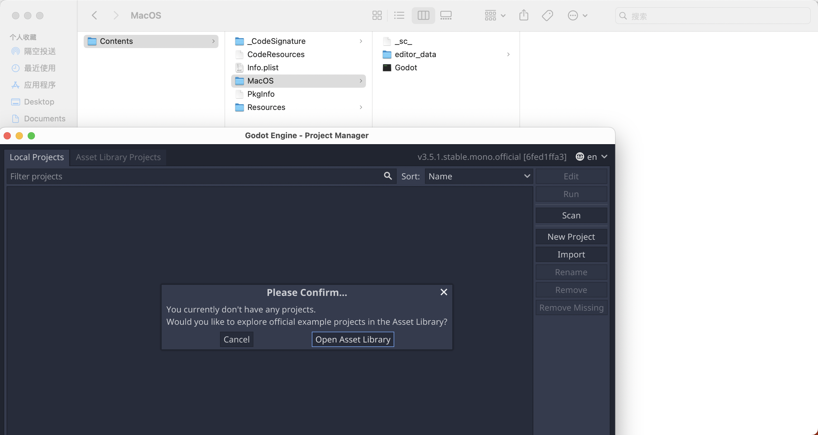 macOS self-contained mode is inoperative · Issue #73424 · godotengine/godot · GitHub