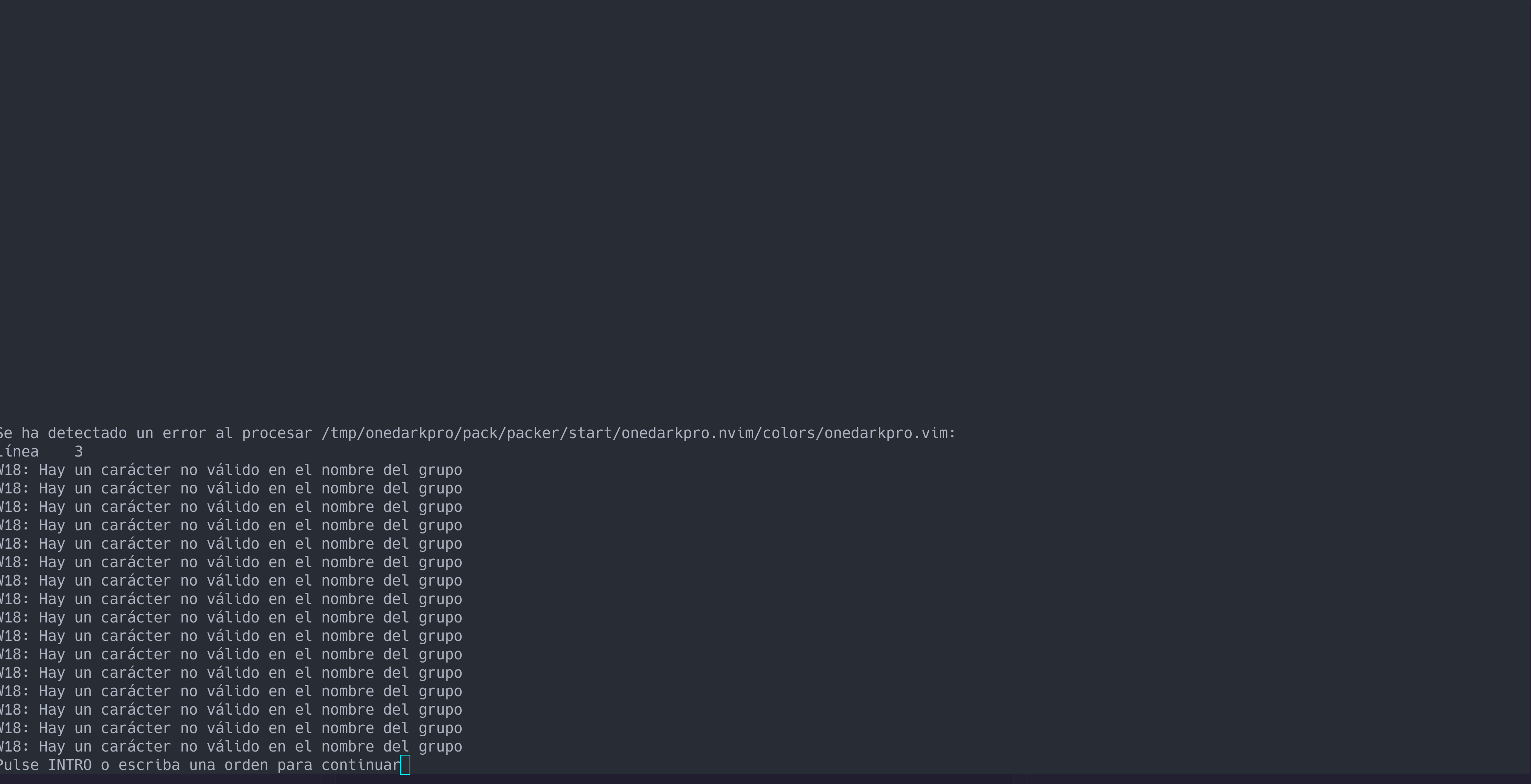[Bug]: Invalid caracter colors/onedarkpro.vim in line 3 · Issue #104 · olimorris/onedarkpro.nvim ...