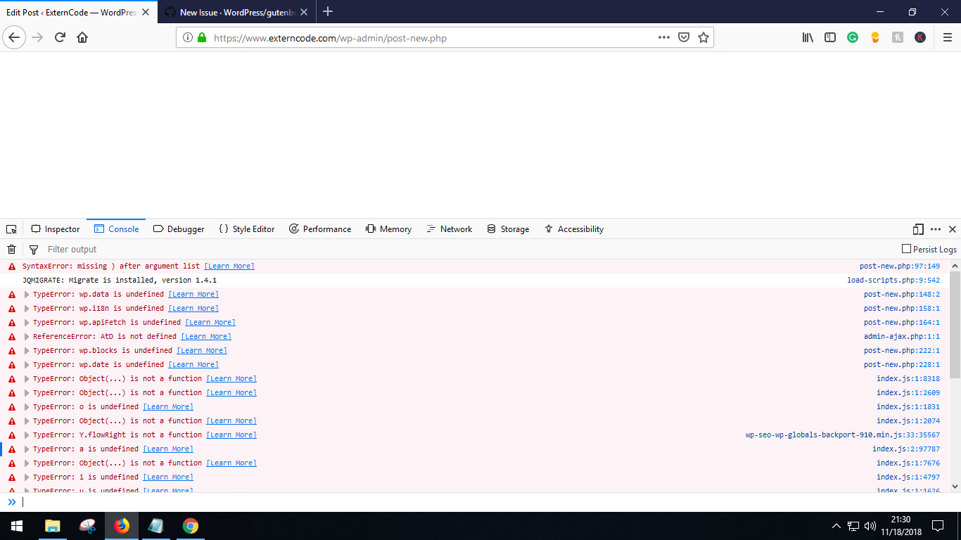 Gutenberg Editor Not Working After Recent Update Solved By Removing Custom Code To Defer