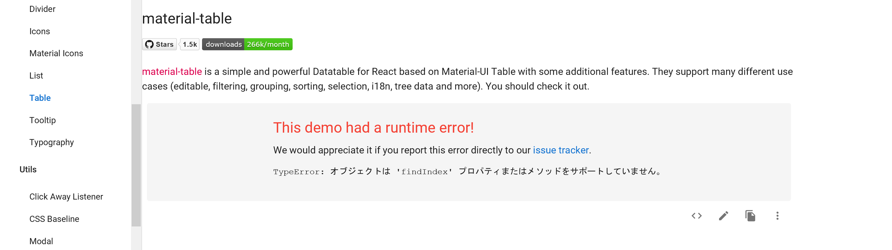 Doesn't work with IE 11 · Issue #1679 · mbrn/material-table · GitHub