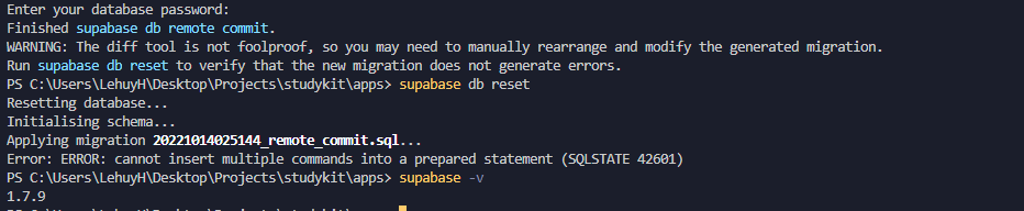Applying migrations returns "cannot insert multiple commands into a prepared statement" · Issue ...