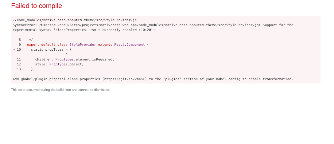 Setup With Web Error · Issue 2448 · Geekyantsnativebase · Github 