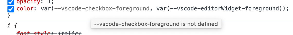 `vscode-checkbox-foreground` isn't defined at all in Light themes ...