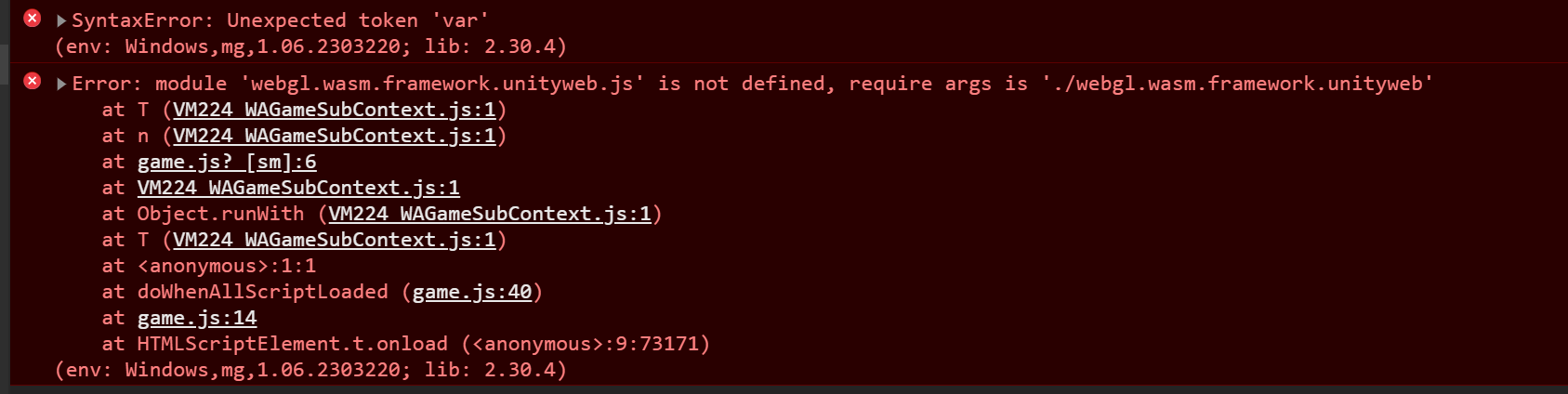Unexpected Token Var · Issue 360 · Wechat Miniprogramminigame Unity Webgl Transform · Github