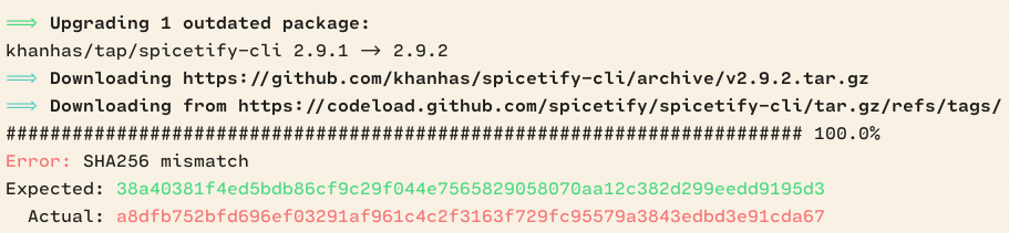 SHA mismatch on new update · Issue #1520 · spicetify/cli · GitHub