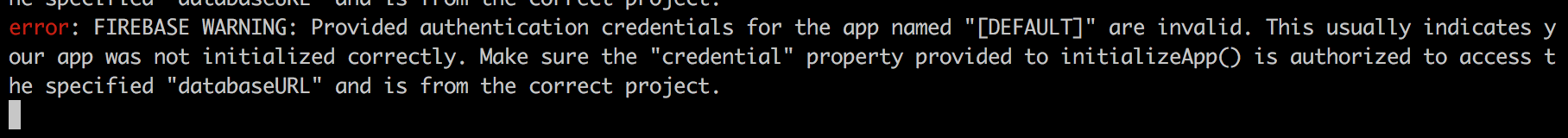 Error in emulated function: Provided authentication credentials for the app named "[DEFAULT ...