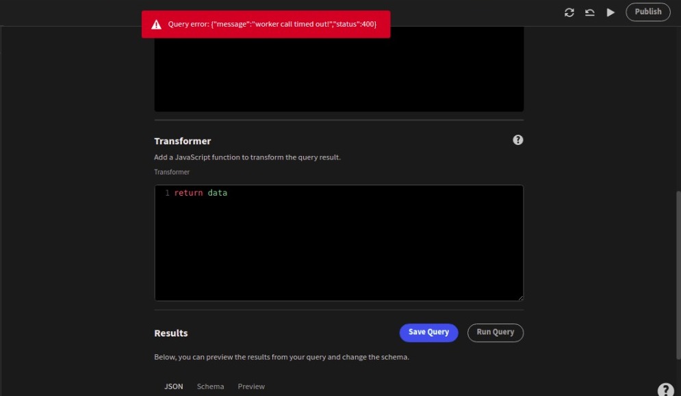 Query error worker call timeout status 400 in budibase mongo query · Budibase budibase ...
