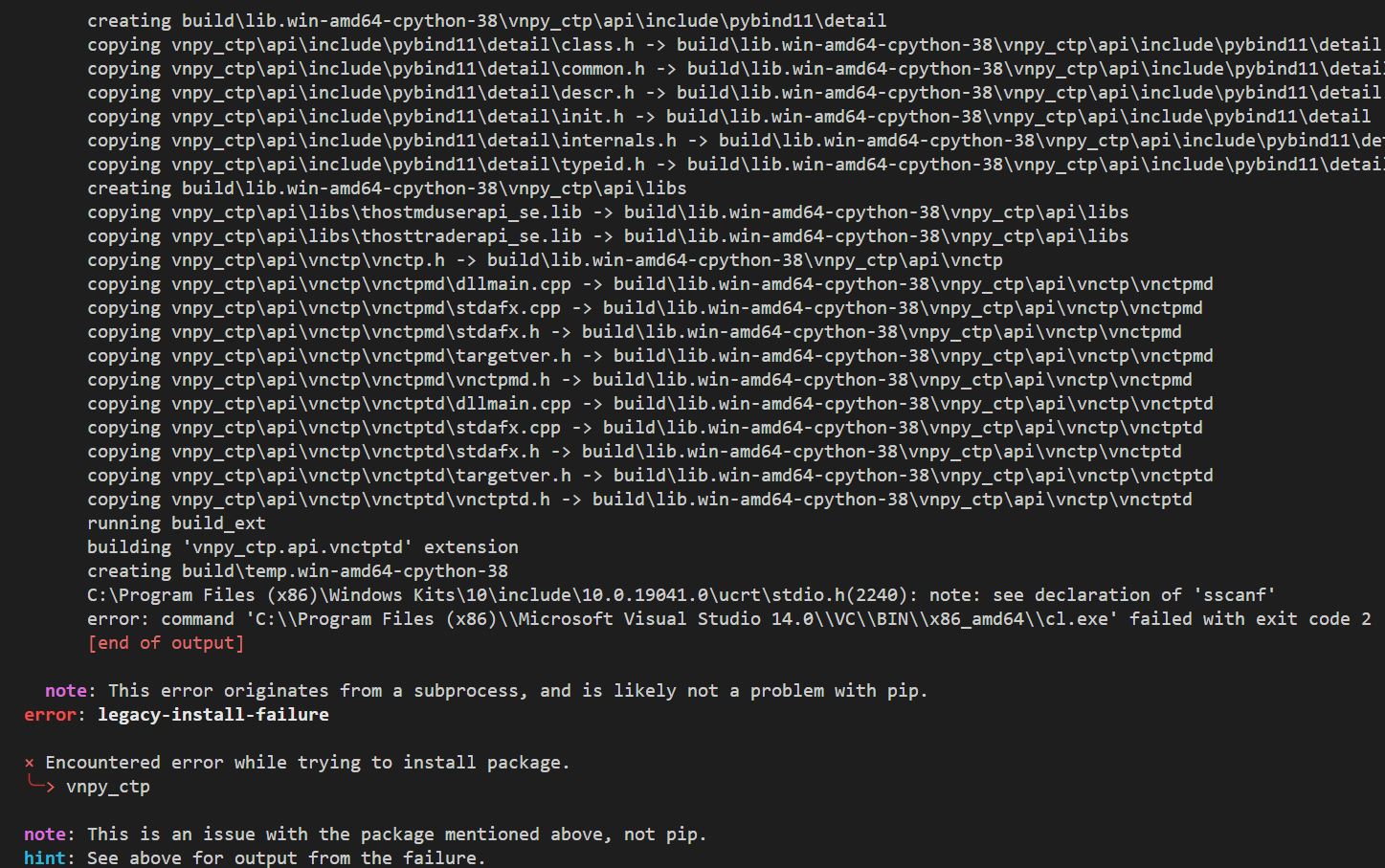 安装ctp接口报错 · Issue #3354 · vnpy/vnpy · GitHub
