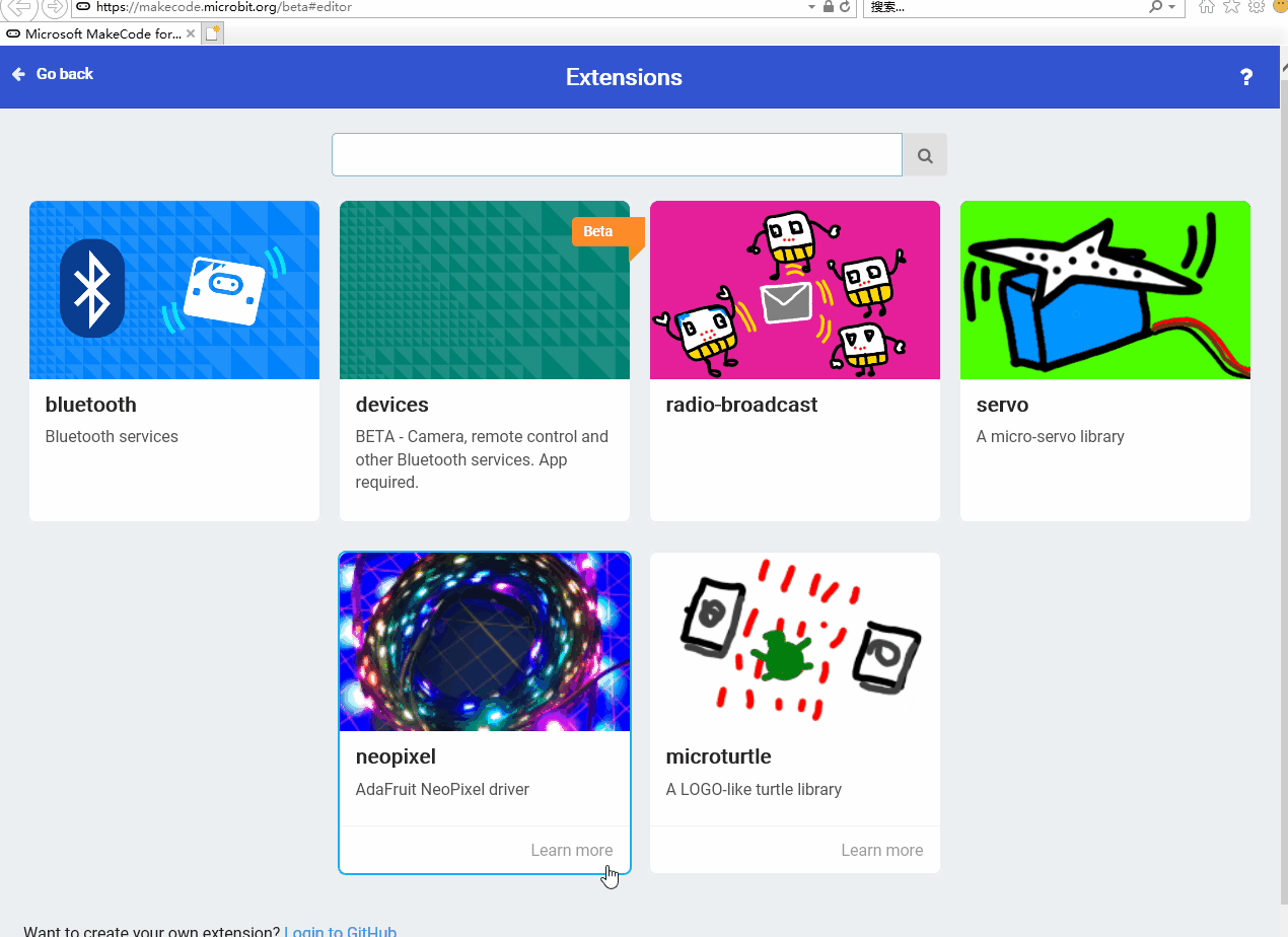 "neopixel" and "microturtle" package details page simulator loading blank · Issue #1534 ...