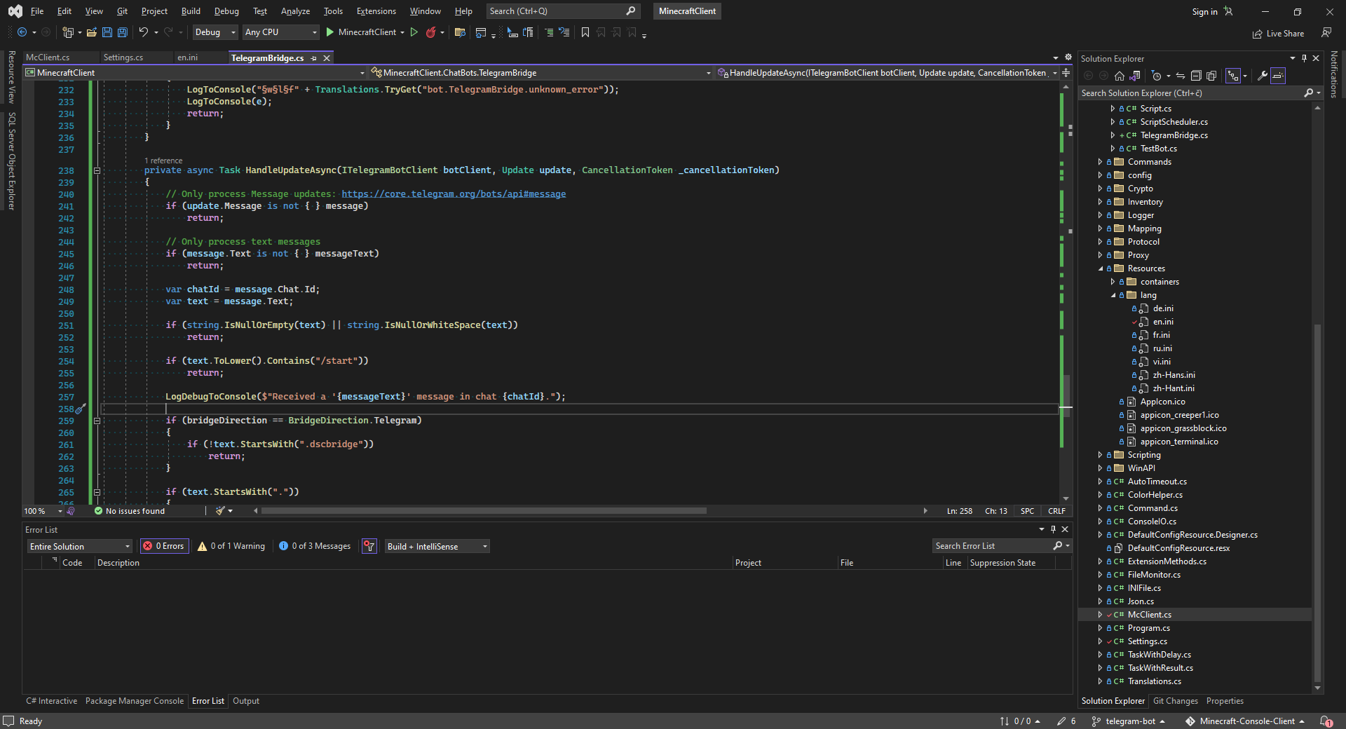 Telegram bridge · Issue #2301 · MCCTeam/Minecraft-Console-Client · GitHub