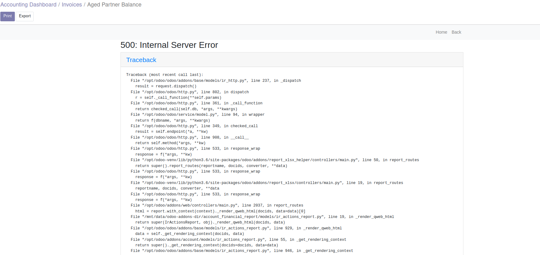 [14.0] account_financial_report: (500: Internal Server Error) Agent Partner Balance · Issue ...