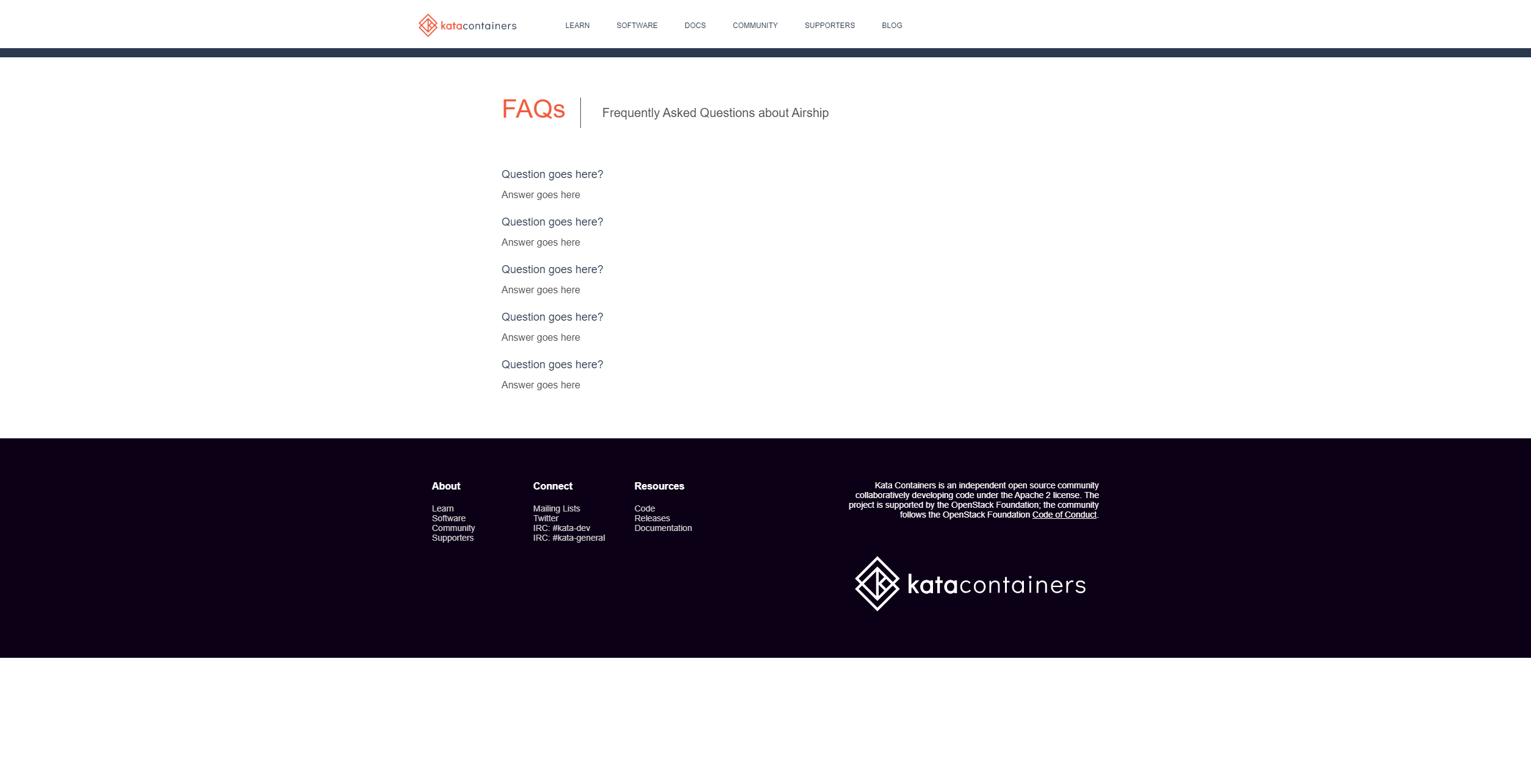 FAQ page on the Kata Containers website displays only sample text · Issue #493 · kata-containers ...
